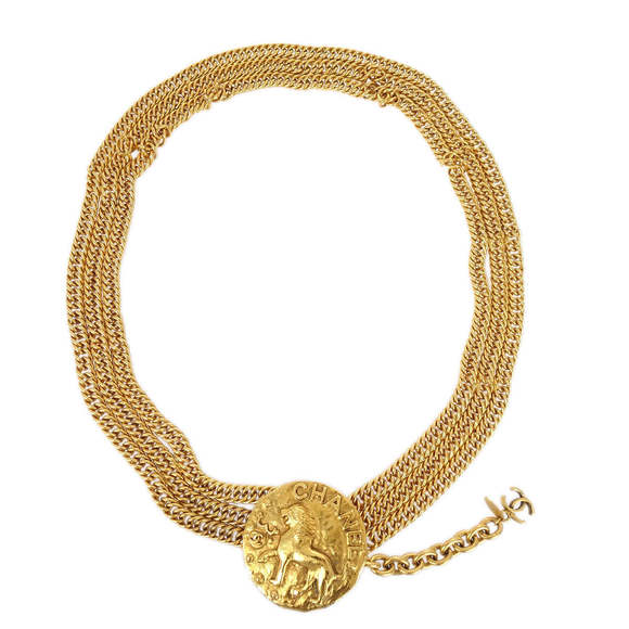 CHANEL | Accessories | Chanel Lion Chain Belt Gold Small Good 23688 ...